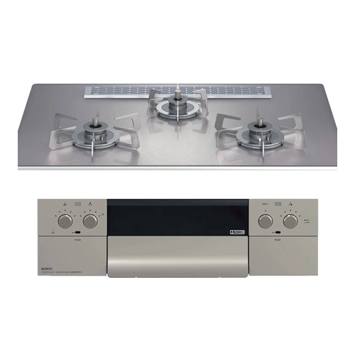 N3WU2PWASQSTEC-13A NORITZ Orche S-FLAT [ビルトインガスコンロ (都市ガス用 3口 両側強火力 75cmタイプ)] ノーリツ N3WU2PWASKSTESC-13A-KJ | ビルトインガスコンロ | 住の森